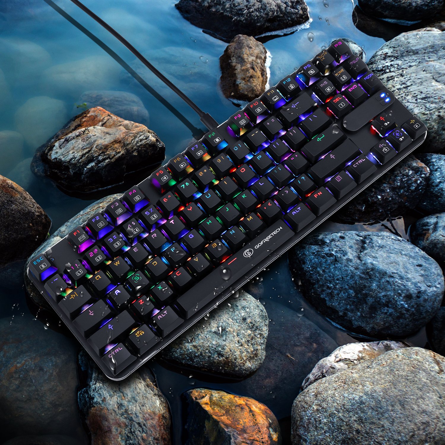 Mechanical Keyboard Wired 87 Keys RGB Gaming Keyboard Brown Switches LED-Backlit Mode Computer Game Keyboard for Office Gaming Gamer