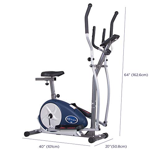 Body Champ 2-in-1 Upright Exercise Bike and Elliptical Trainer with Seat, Heart-Rate Monitor, and Programmable LCD Console, BRM3671
