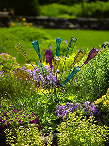 Gardener's Supply Company Classic Glass Bottle Tree Bush | Colorful Garden Decorative Bottle Holder & Outdoor Decor | Sturdy Powder Coated Steel Frame & Holds 12 Glass Bottles - (36" H)