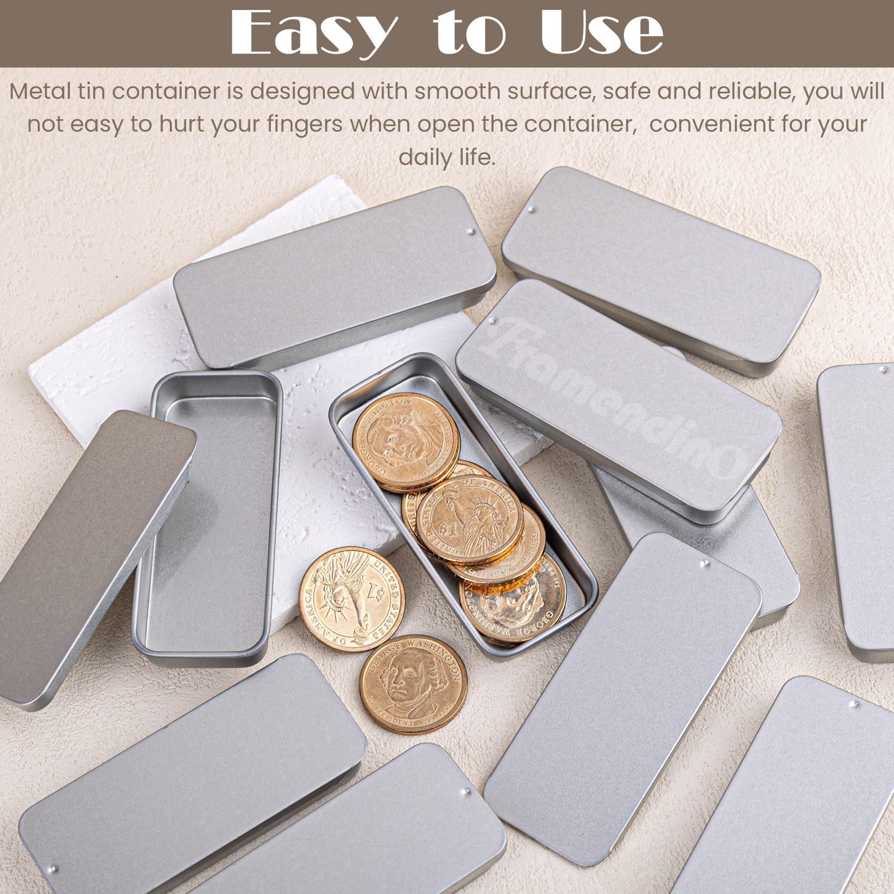 Framendino, 40 Pack Small Slide Top Tin Lip Balm Tins with Lids Mini Rectangular Metal Tins Containers for Jewelry Crafts Wedding Jewelry Lip Balm Container Cosmetic Organizer