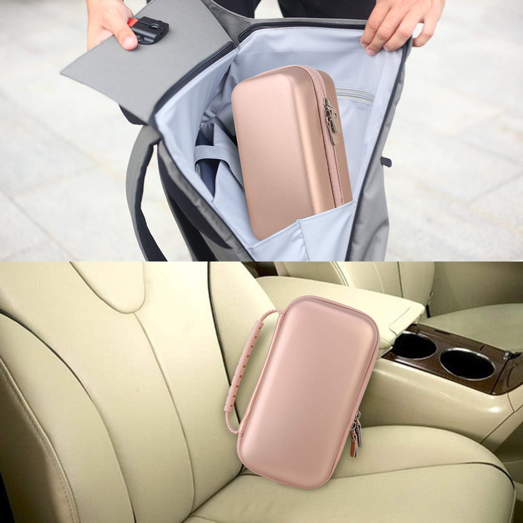 Canboc Hard Carrying Case for Logitech G Cloud Gaming Handheld, Mesh Bag fit Power Adaptor, USB Cable, Portable Gaming Console Bag, Rose Gold(Case Only)