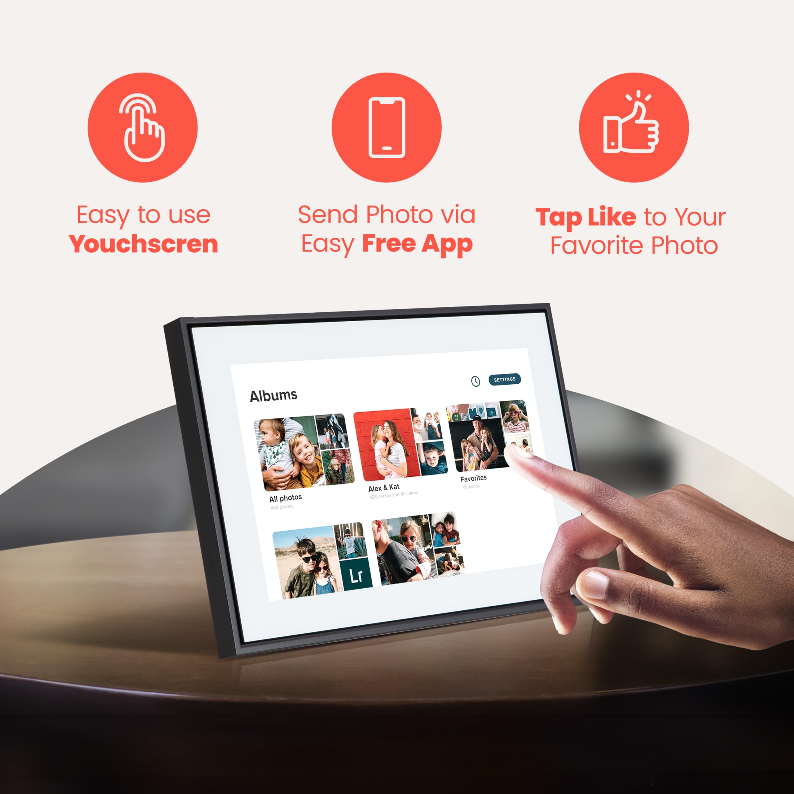 Loop Wi-Fi Digital Picture Frame with Touch Screen, 10-Inch Display, The Only Frame to Offer Text Message Photos Direct to Frame, Easy to use App, Gift to Keep Friends and Family Connected