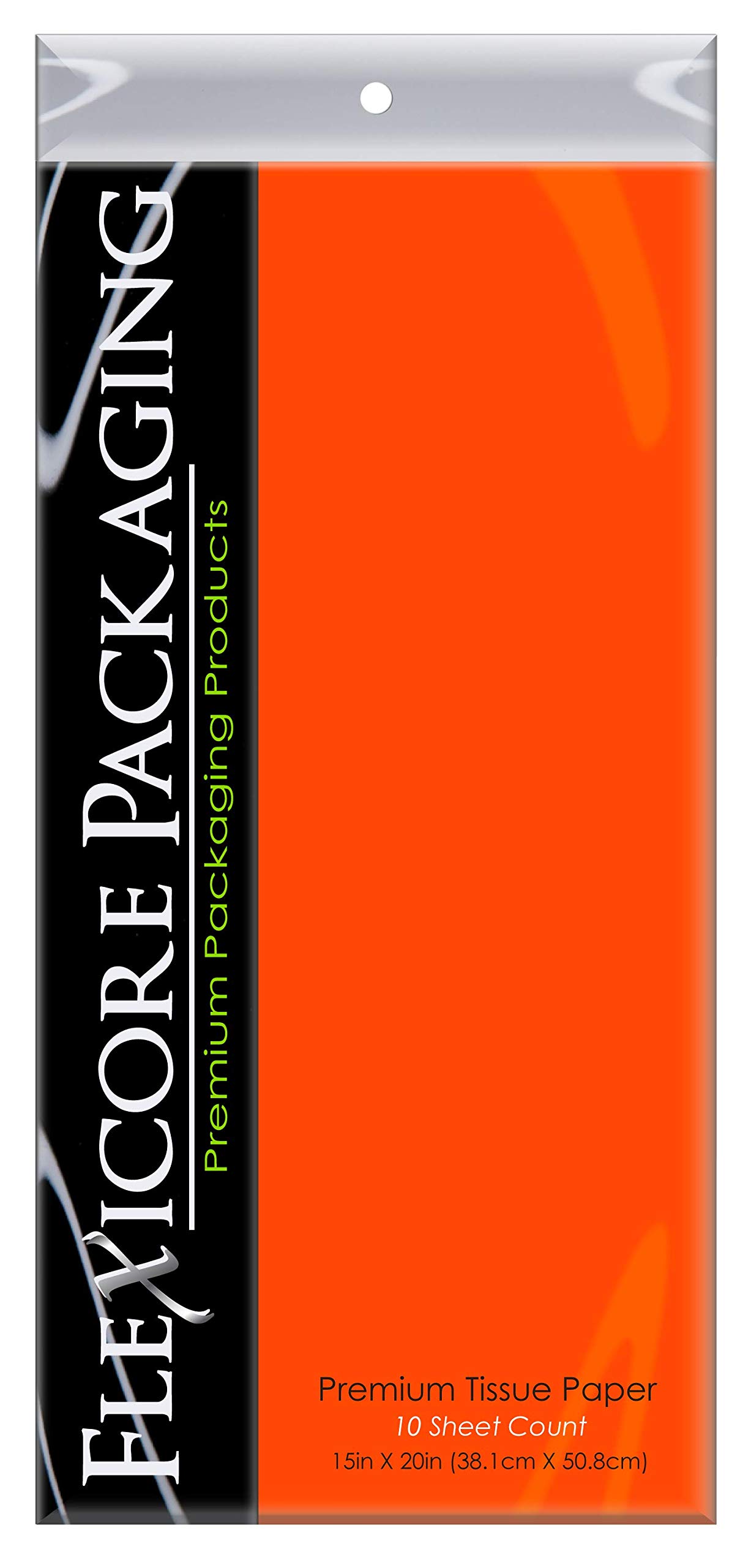 Flexicore Packaging |Orange Gift Wrap Tissue Paper | Size: 15 Inch X 20 Inch | Count: 10 Sheets | DIY Craft, Art, Wrapping, Crepe, Decorations, Pom Pom, Packing & Party