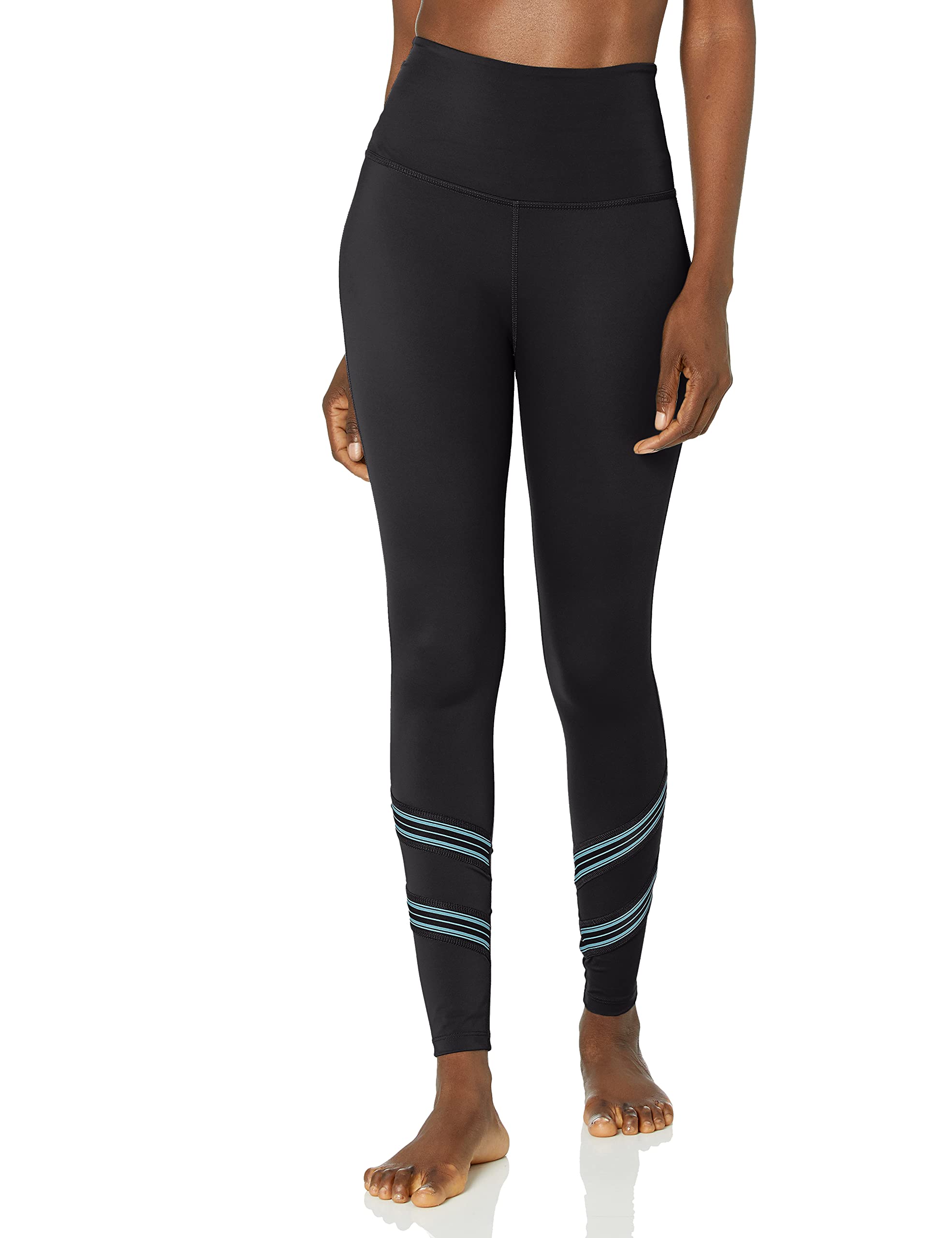 Beyond Yoga Women's Compression Stripe Hype High Waisted Midi Legging, Black, Medium