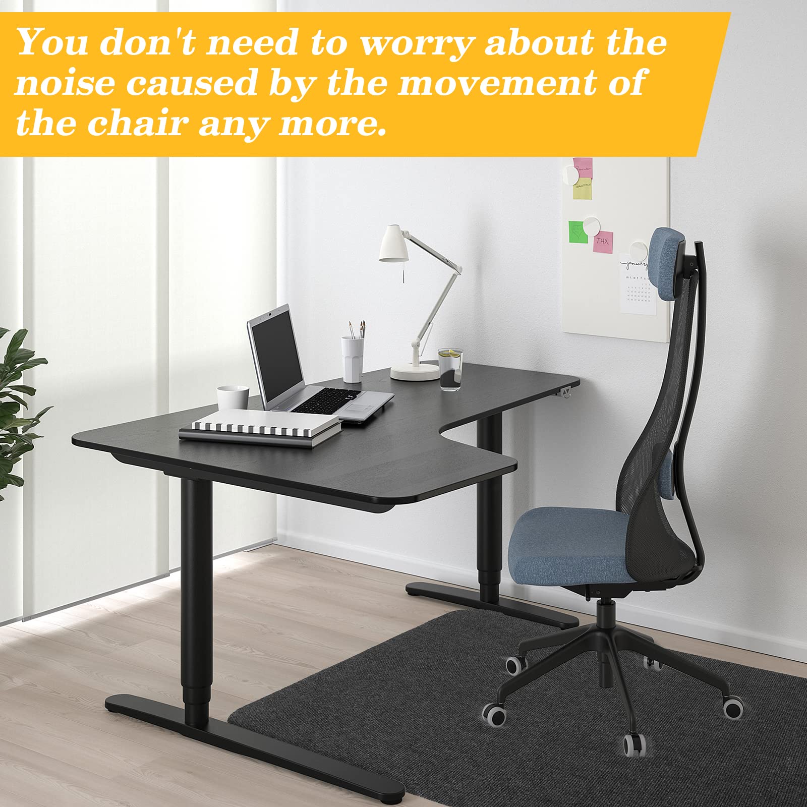 Chair Mat for Hardwood Floor, Multi-Purpose Rug for Hard Floor, Non-Slip and Noise Reduction Mat, 55x35 inch Rolled Packing (Dark Gray)
