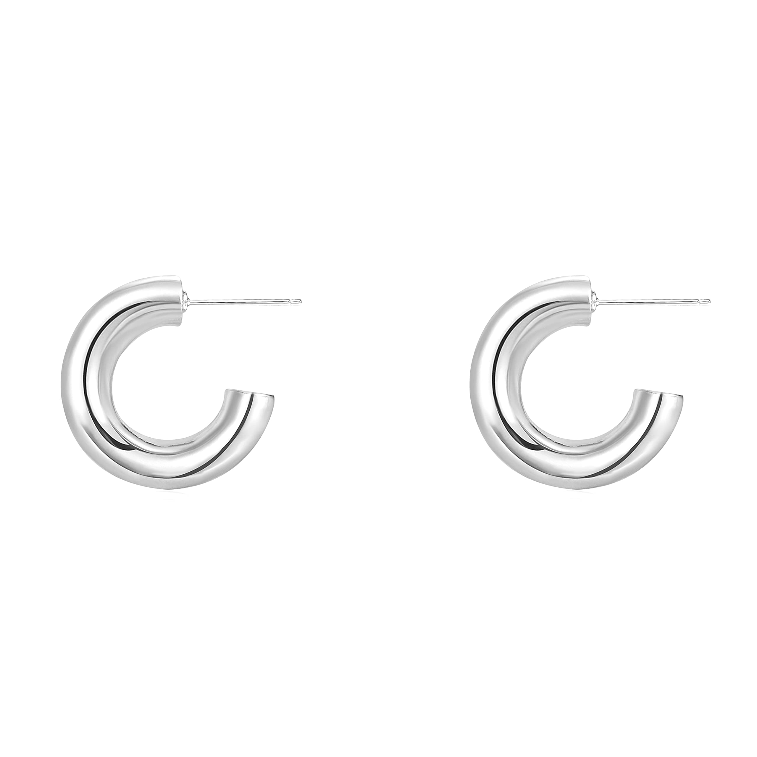 CONRAN KREMIX Thick Silver Chunky Hoop Earrings Lightweight Open Hoops For Women 20MM