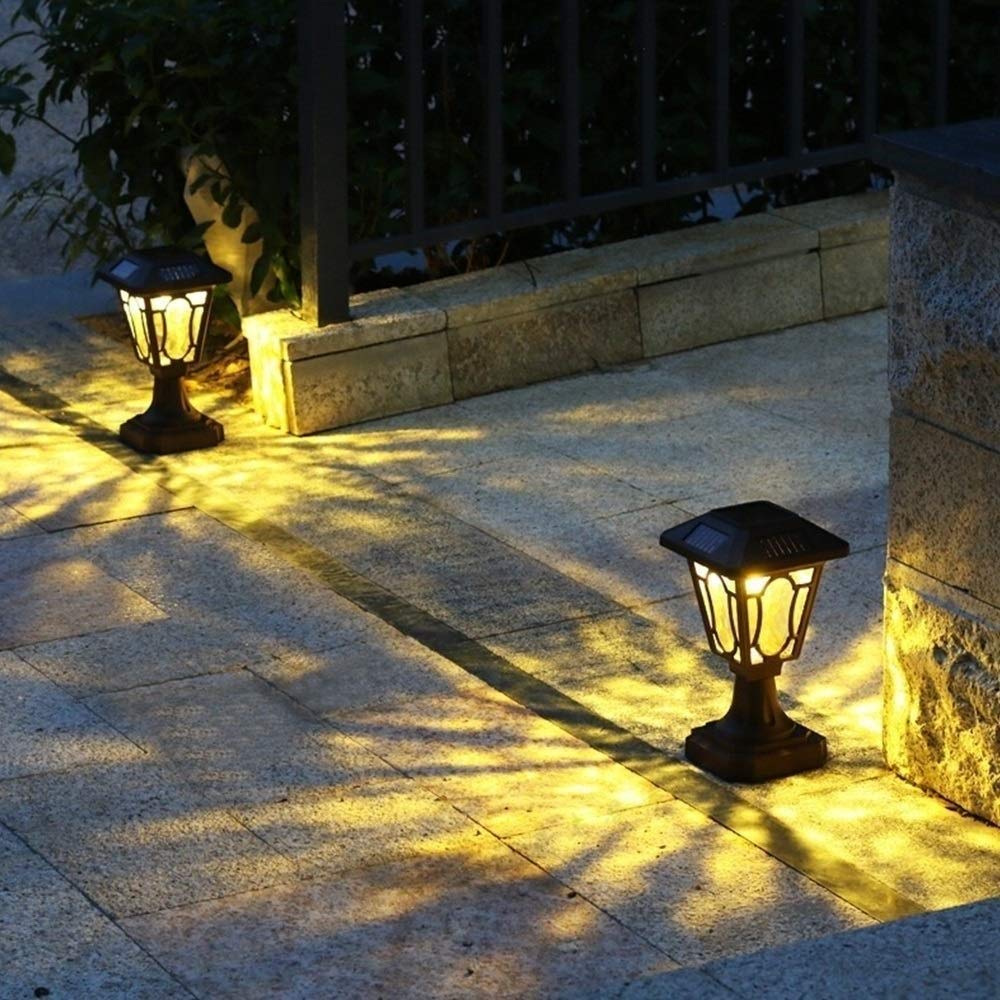 SMLZV Post Lights, Solar Pillar Light Outdoor Patio Light Waterproof Wall Light Outdoor Door Post Light Home Villa Garden Gate Light (2 Pack)