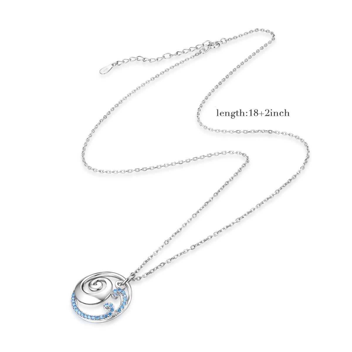 Bellrela 925 Sterling Silver Ocean Wave Pendant Necklace