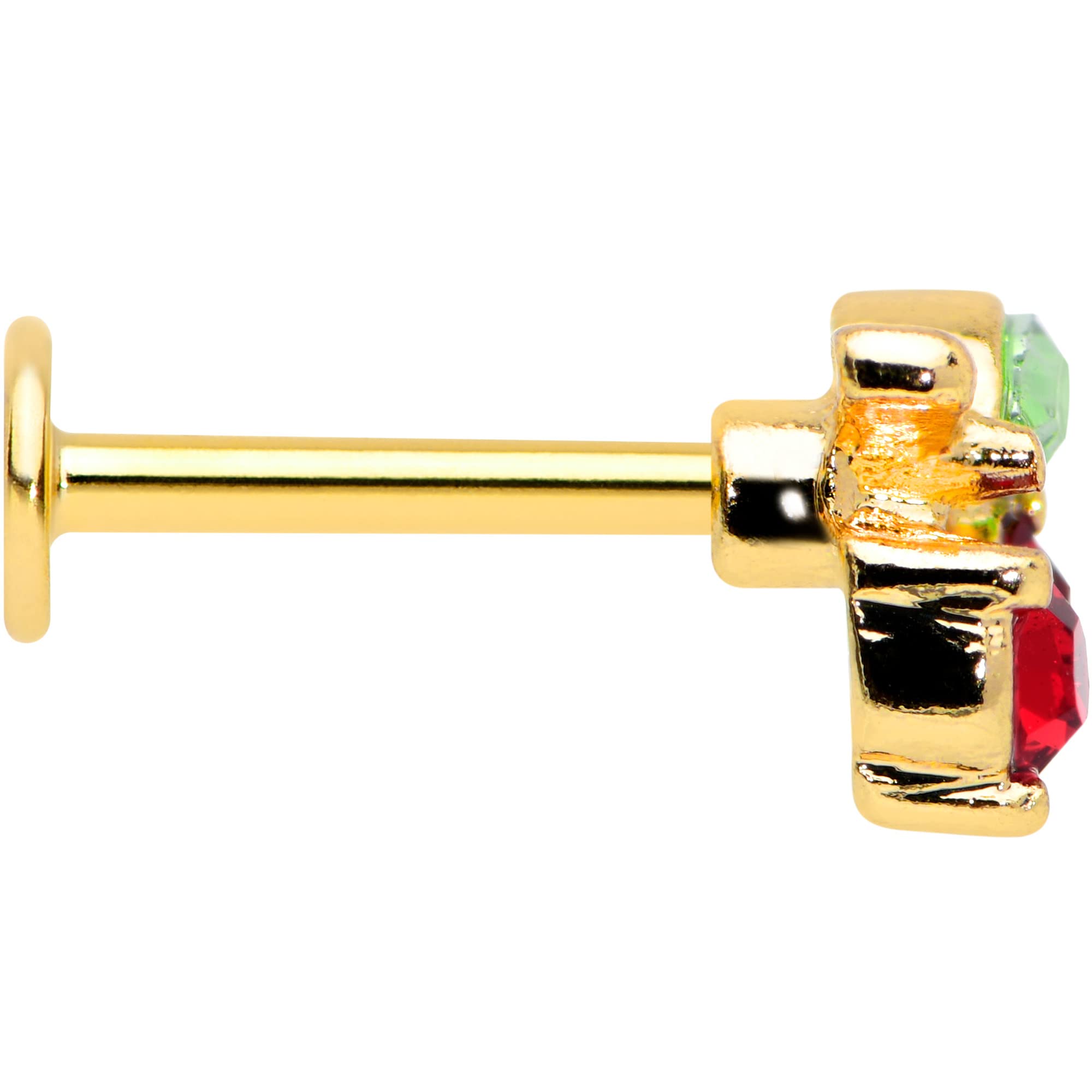 Body Candy Womens 16G PVD Steel Red Accent Cherries Fruit Labret Monroe Lip Ring Tragus Cartilage Stud 5/16"