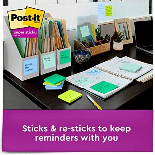 Post-it Super Sticky Pop-up Notes, 3x3 in, 6 Pads, 2x the Sticking Power, Poptimistic, Bright Colors, Recyclable (R330-6SST)