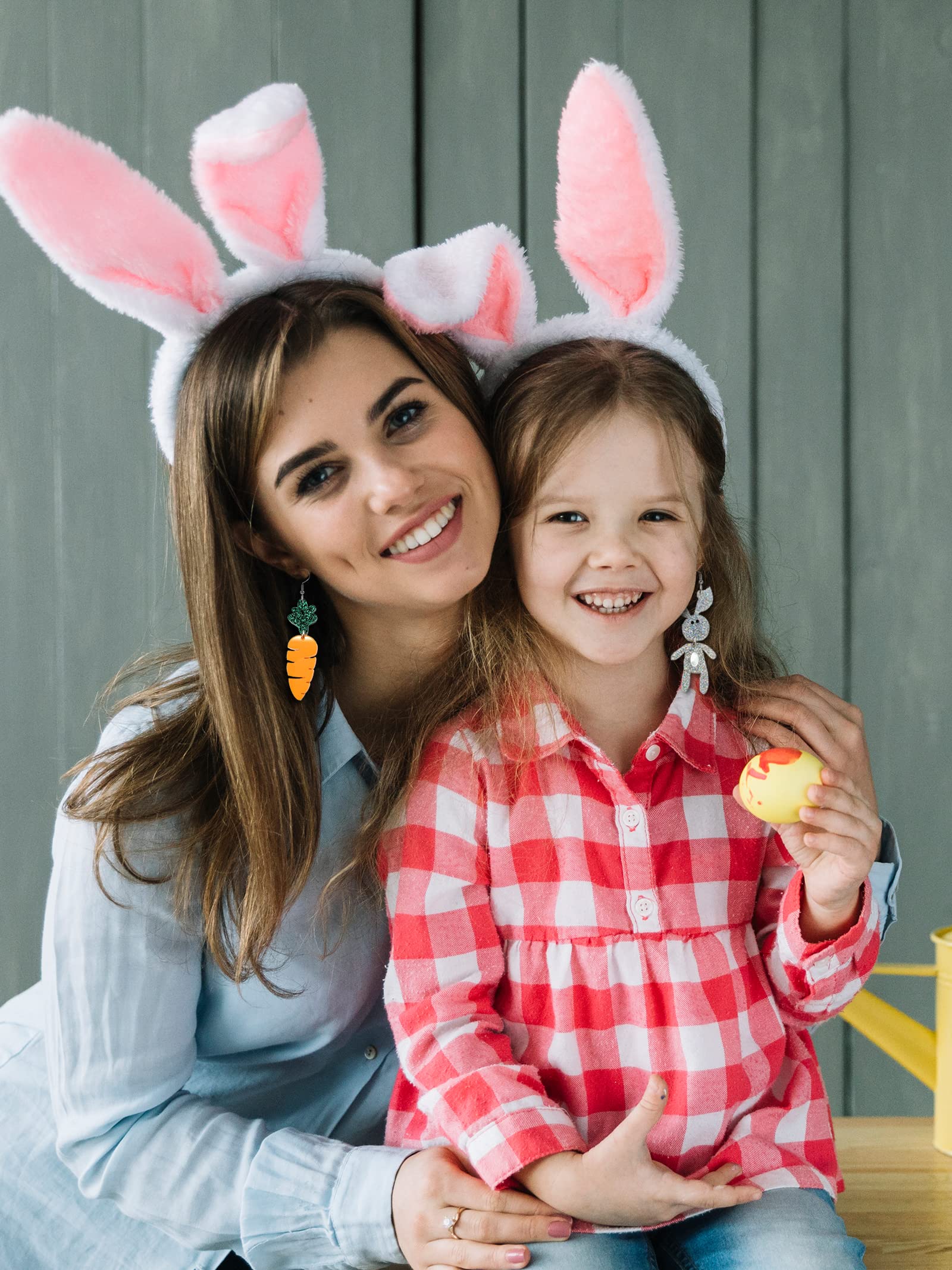 Choistily Easter Earrings for Women Bunny Earrings Easter Gifts Womens Rabbit Carrot Dangle Earrings Easter Basket Stuffers Easter Dresses 2024(Bunny