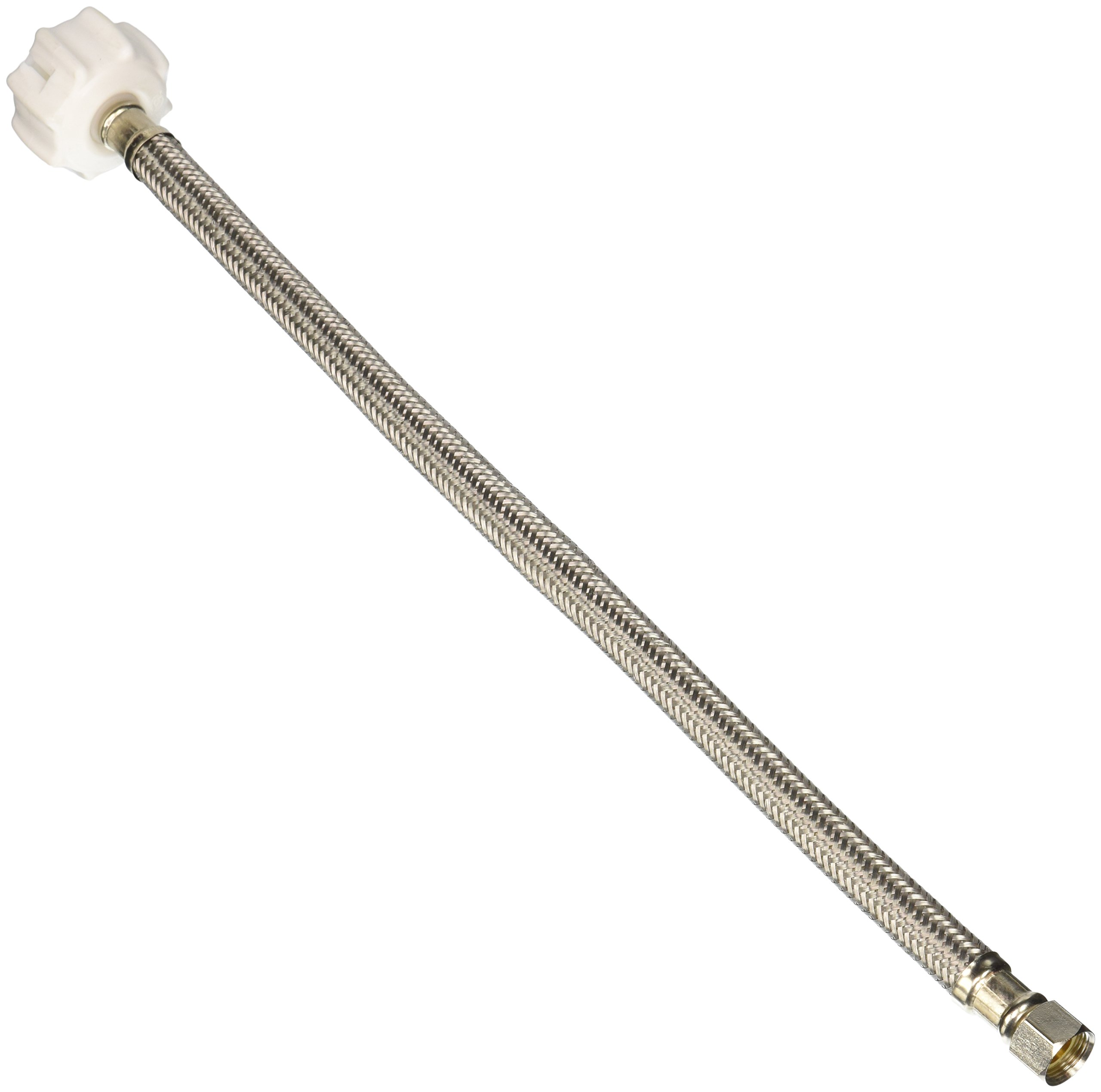 Fluidmaster B1T16CS Click-Seal Toilet Water Supply Connector, 3/8 X 7/8 in, Compression X Ballcock, L, 1500 Psi, 16", Silver