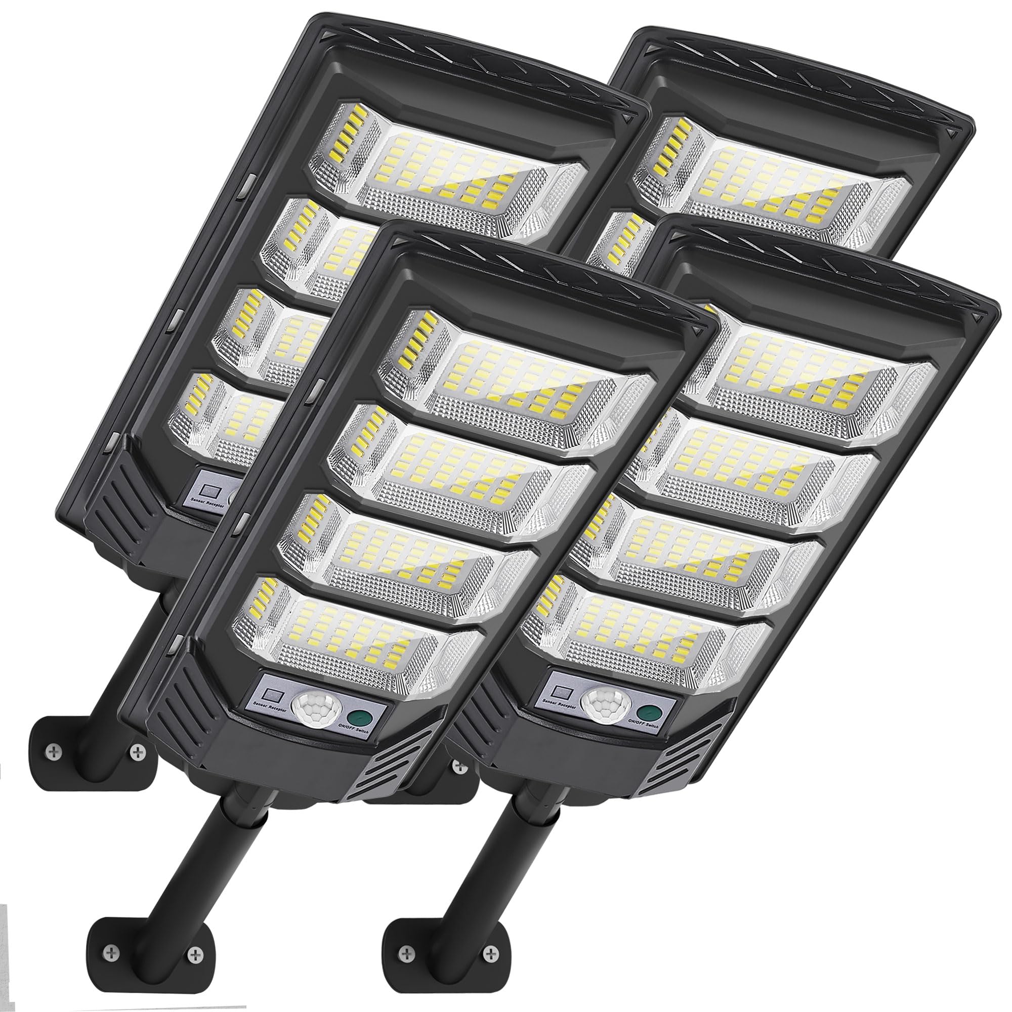 Eontim 200W Solar Street Lights Outdoor, 2 Pack Solar Lights Outdoor Waterproof, 6500K LED Solar Flood Light with Motion Sensor, Dusk to Dawn Outdoor Wide-Angle Security Lighting for Yard, Garage