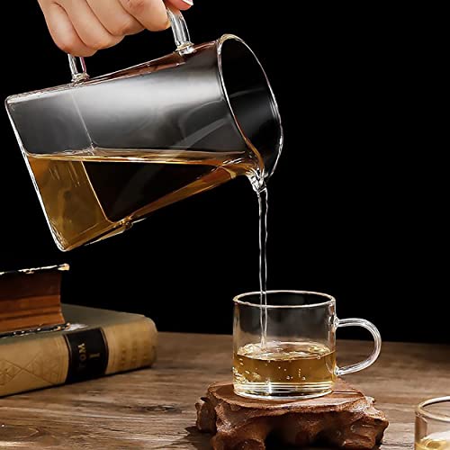 Dadamong Glass Pitcher with Handle, Milk and Cream Pitcher Cup Jug, Heat Resistant Borosilicate Glass Creamer for Coffee Tea or Maple Syrup Serving, Stovetop & Microwave Safe (25oz/ 750ML)