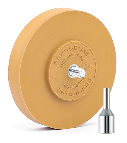 LUCKUT Decal Eraser Wheel 4 Inch Pin Stripe Removal Tool 1 Pack Adhesive Remover Wheel with Pad & Adapter Graphics Removal Tool Eraser Wheel Decal Remover (Solid Rubber Wheel)