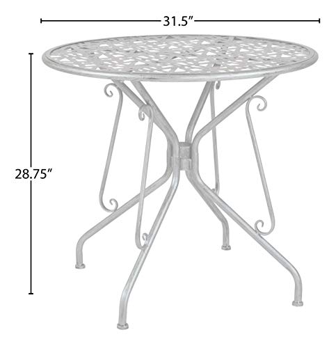 Flash Furniture Agostina Series 31.5" Round Antique Silver Indoor-Outdoor Steel Patio Table