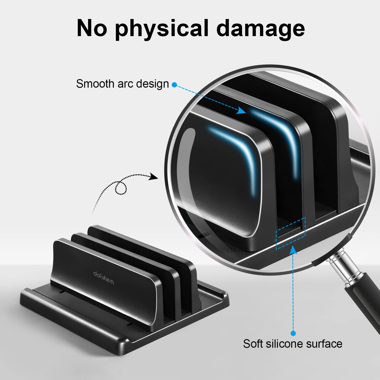 Dofuhem Dual-Slot Vertical Laptop Stand Holder Adjustable ABS Plastic Double Desktop Notebook Dock,Space-Saving for All MacBook/Surface/Samsung/HP/Dell/Chrome Book,Black