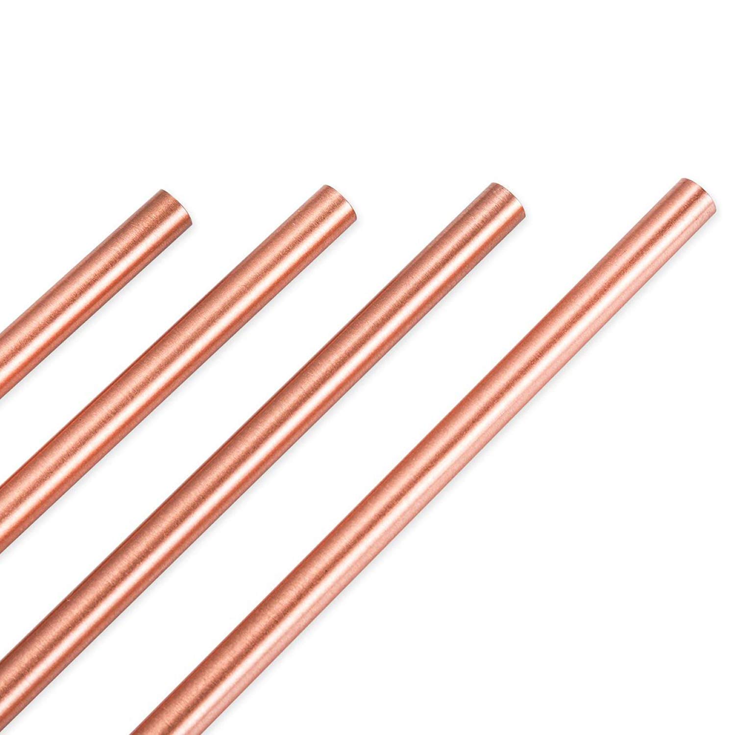 Copper Drinking Straws Gift Set- 8.5 inch Long Authentic Handcrafts Copper Straws with Cleaning Brush for Moscow Mule Mug (Set of 4)