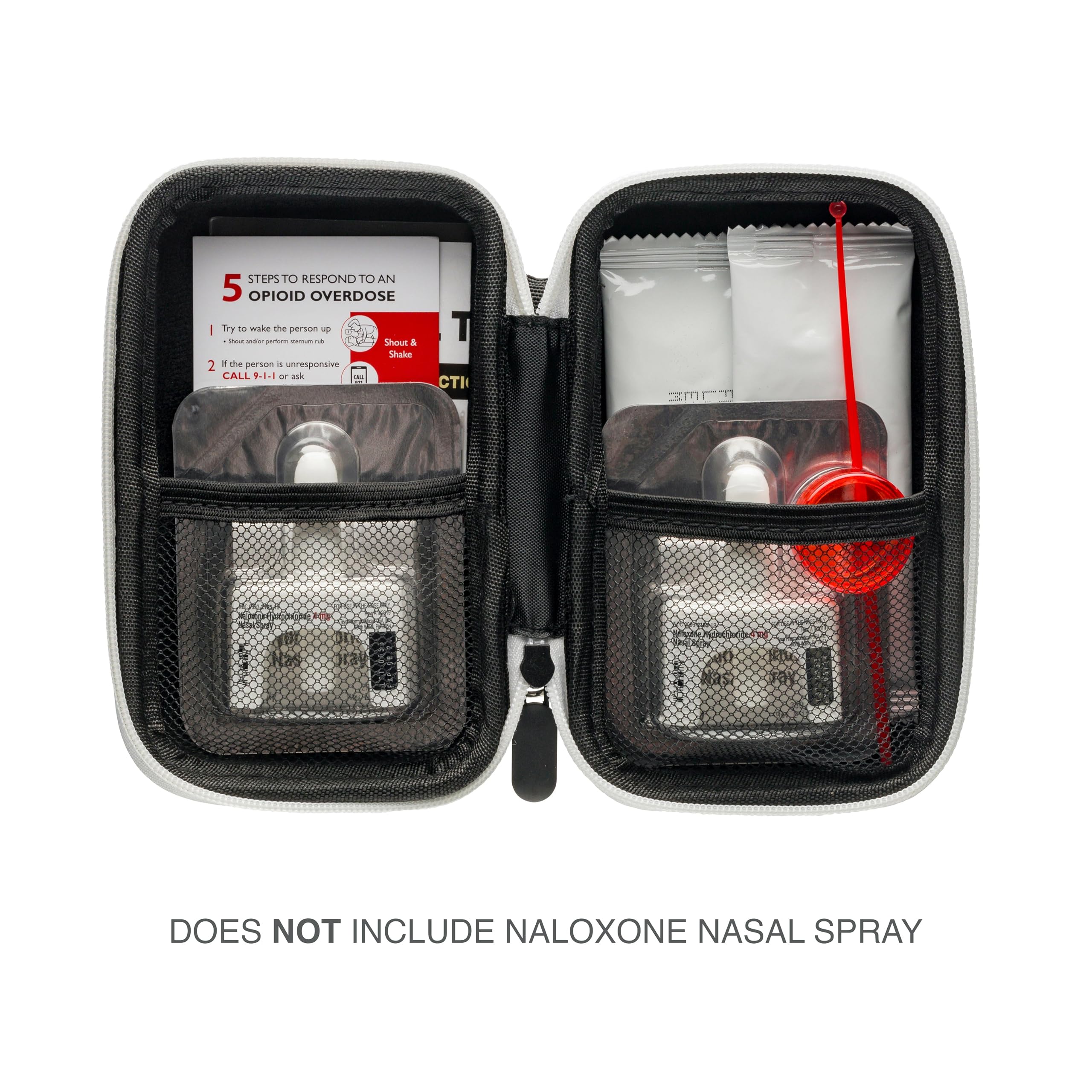 Fentanyl Test Strip Opioid Overdose Prevention Kit | Includes 5 Fentanyl Test Strips for Pills, Powders & Liquids + Naloxone Carry Case + Mixing Container + 10mg Spoon and Instructions (1)