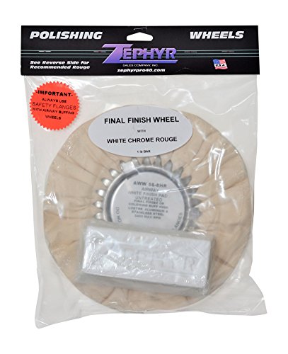Zephyr Products AWW58-8WB White 8" Airway Buffing Wheel with 1 LB White Bar Final Finish, 1 Pack