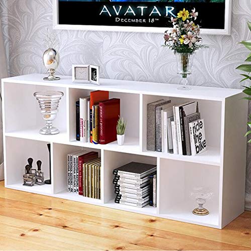 Bookcases 7-Grid Modern, Kids Toy Book Rack Shelves,Organizer Storage Bookshelf, Decor Display Furniture, for Home Office (White)