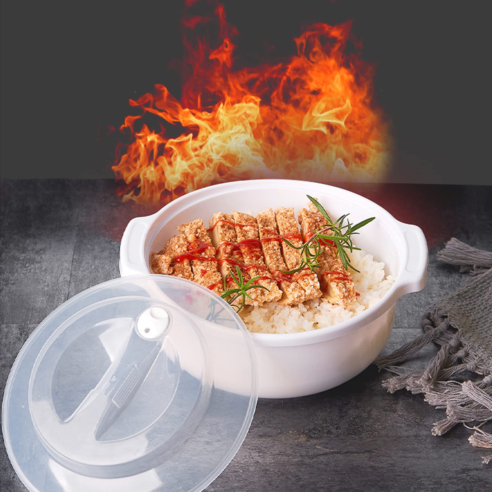 Cheeren 70oz/2L Microwave Ramen Cooker Noodle or Soup Bowl ,Perfect for Breakfast, College Dorm Essentials for Boys Girls,Office, Dishwasher-Safe (Large)