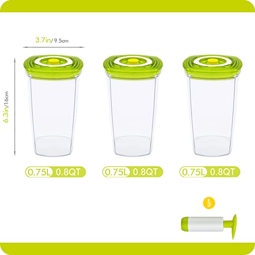 SNUGTOPIA Juice Vacuum Seal Cup, 3Pcs Portable Storage Drinking Containers for Juicing, Milk, Boba, Smoothie, Tea, Kombucha, Preserve Longer, leak Proof, Dishwasher Security - with Pump, ST06x3