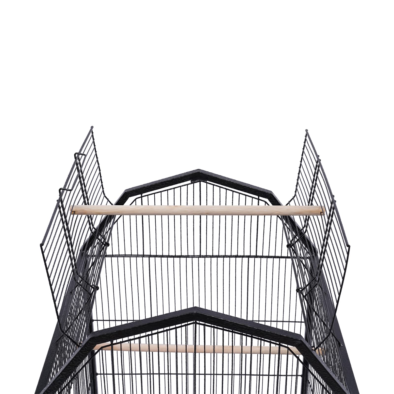 Bird Cage,Black Large Bird Cage with Rolling Stand,Large Pet Cage with Wheels,Cockatiel Parakeet Finch Parrot Birdcage 5 Door (17.9" L x 17.9" W x 39.9" H)