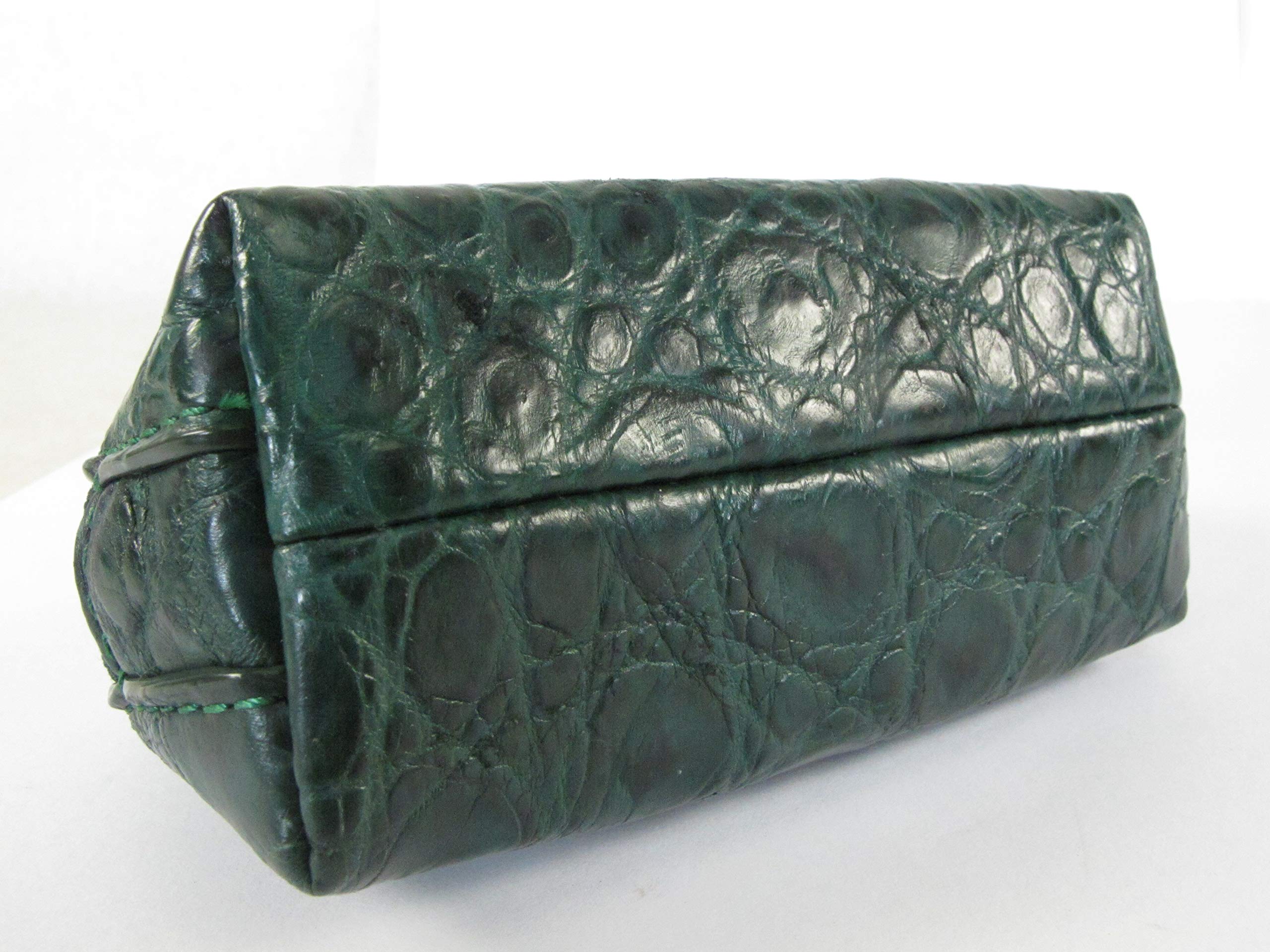 PELGIO Genuine Crocodile Skin Leather Zip Around Coins Pocket Purse Key Ring Wallet (Fir Green)