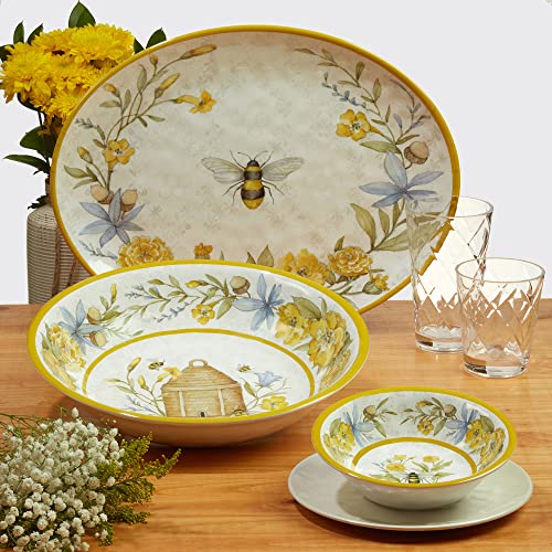 Certified International Bee Sweet 11" Melamine Dinner Plate, Set of 6, Multicolor, Large