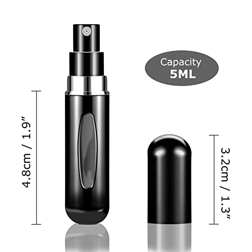 Fivexing 2Pcs Refillable Perfume Atomizer Bottles,Portable Mini Separate Perfume Bottle,Travel and Outings Spray Boxes Dispensers 5ml/0.2oz (Black)