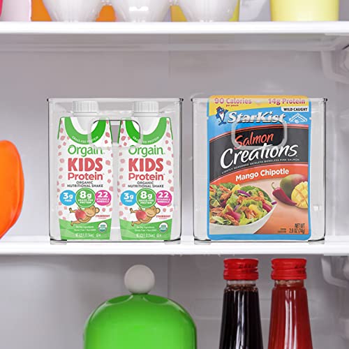 Clear Plastic Storage Bins, Stackable Pantry Organization and Storage Containers Clear Organizing Bins, Cabinet & Pantry Organizer Bins for Organizing Bathroom, Kitchen, Fridge, Freezer Organizer Bins