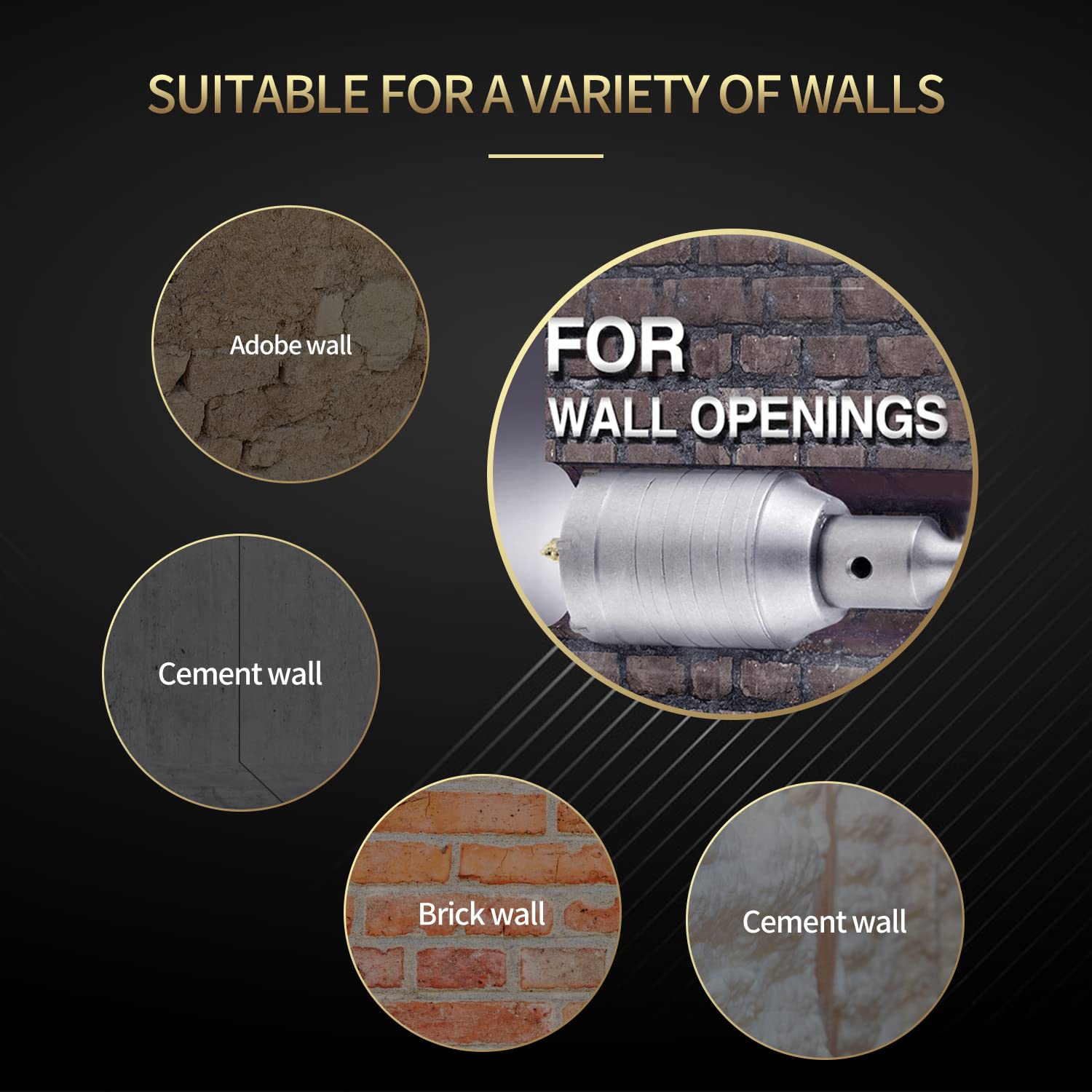 CPROSP Concrete Hole Saw Kit Wall Drill, SDS Plus Shank Hole Saw, for Cement Brick Wall, Kit 30 50 65 mm