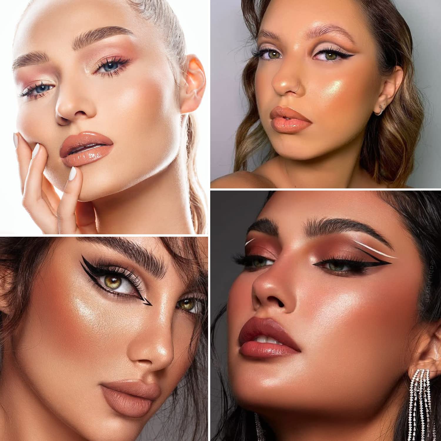 Contour Highlighter Stick Kits,DE’LANCI 2 PCS Cream Contour Highlighter Sticks with Brush,Moisturize Highlighter and Bronzer Stick For Brown Dark Black Skin Tone Women, Face Illuminator Shade Makeup