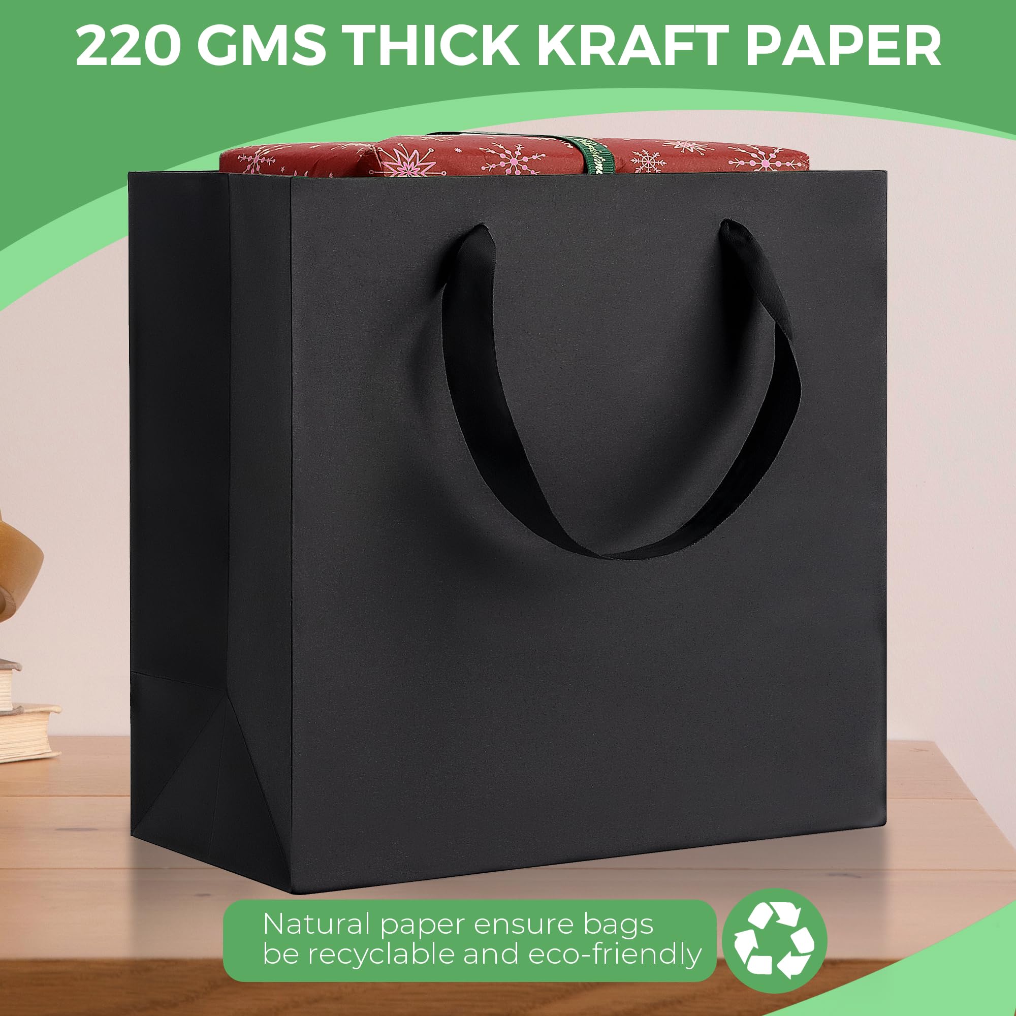 Generic Black Gift Bags With Handles: 12.5x4.5x11 Inch 30pcs Large Paper Bags Bulk For Party Shopping Wedding Birthday