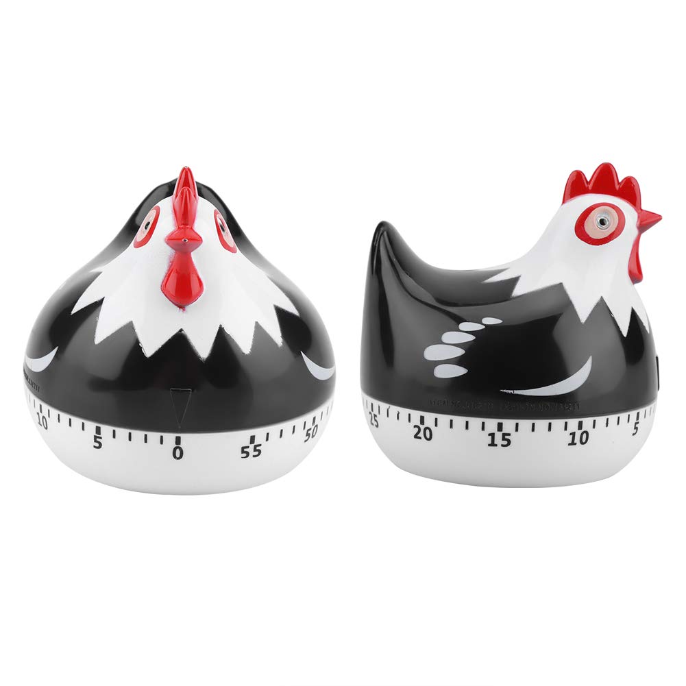Cute Timers 60 Minutes Loud Alarm Manual Timer Chicken Cartoon Kitchen Cooking Timer Clock for Cooking Baking (Black)