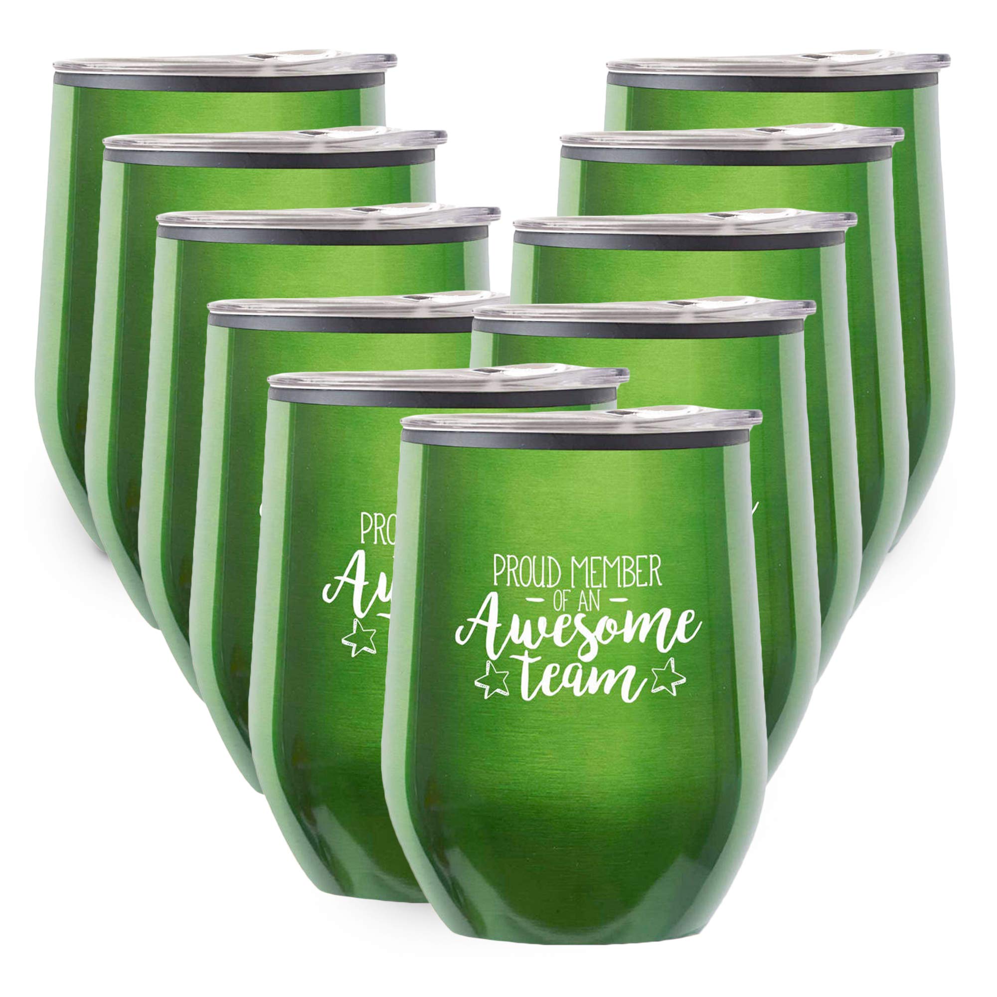 Cheersville 12oz Stainless Steel Wine Tumbler with Lid - Aqua Metallic 1 Pack - Making A Difference- Employee Appreciation and Team Motivation Thank You Gift Welcome to the Team Onboarding