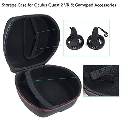 Carry Case for Oculus Quest / Oculus Quest 2 Gaming Headset and Controllers Accessories Protective | Knuckle Straps with Wrist Straps & Thumbstick Covers for Oculus Quest 2 VR