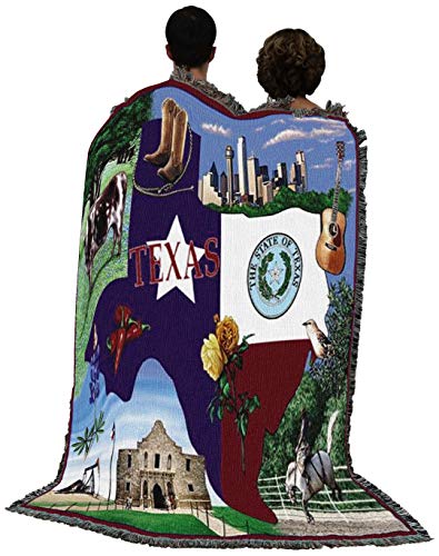 Pure Country Weavers State of Texas Blanket - Gift Tapestry Throw Woven from Cotton - Made in The USA (72x54)