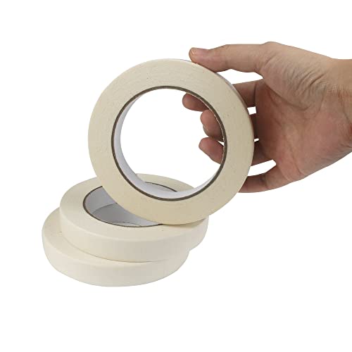FKEYTO 3 Pack White Masking Tape - 0.7 inch x 55yds. General Purpose Painters Tape for Safe Wall Painting,Office,Labeling, Edge Finishing