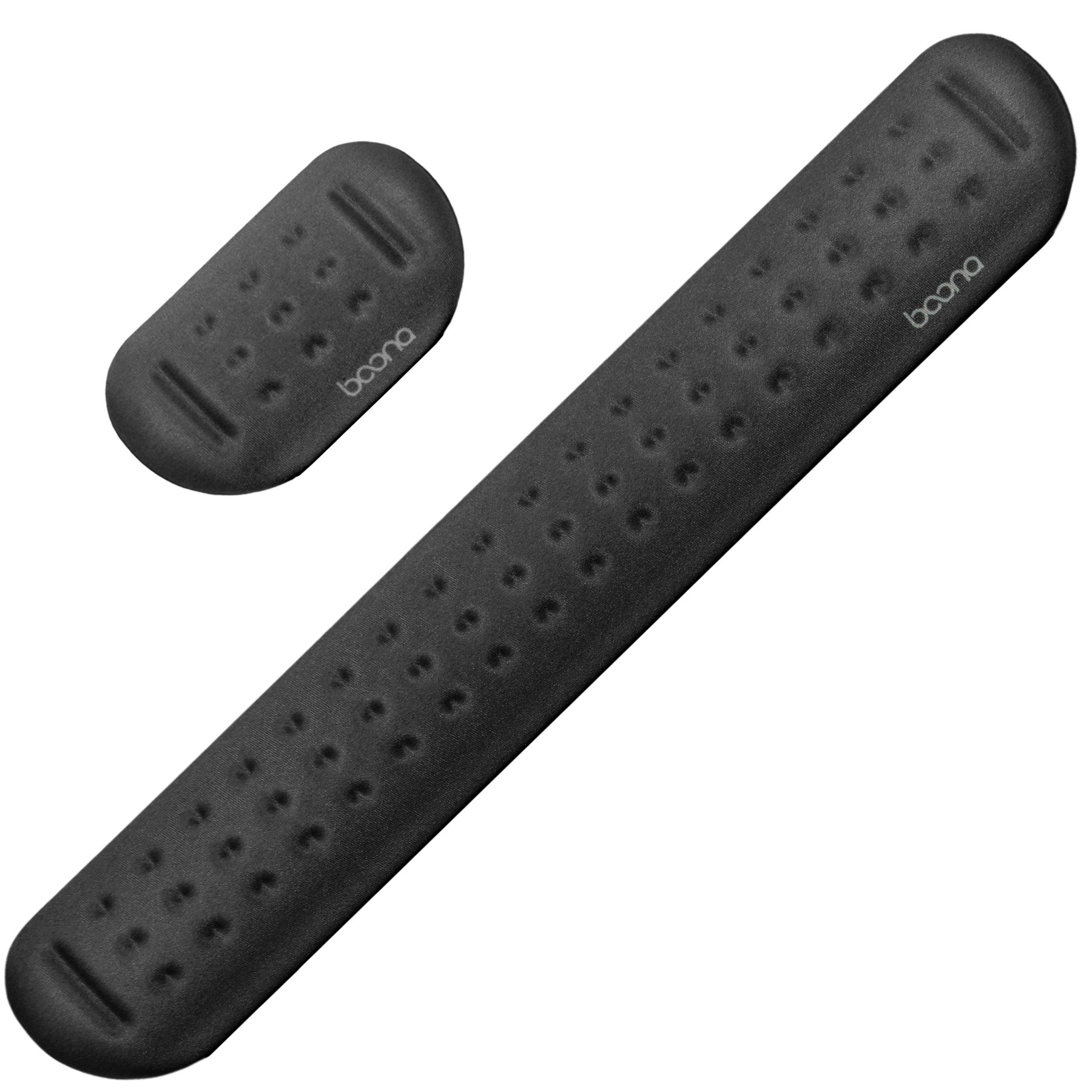 BOONA Memory Foam Keyboard Wrist Rest Pad and Mouse Rest Support for Easy Typing & Pain Relief - Comfy Design for Office, Home Office, Laptop, Desktop Computer, Laptop, Mac, Gaming (Black L+S)