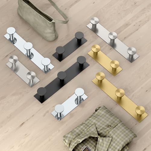 Gatco 1288 Modern Decor Wall Hook, 3-Hook, 11" W. Coat Hat Towel Robe Hook. for Entryway, Living, Kitchen, Bathroom, Bedroom. Sturdy Chrome on Premium Brass.