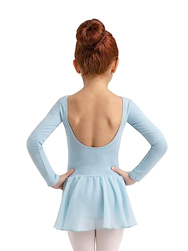 Capezio Girls Long Sleeve Dress, Light Blue, Intermediate