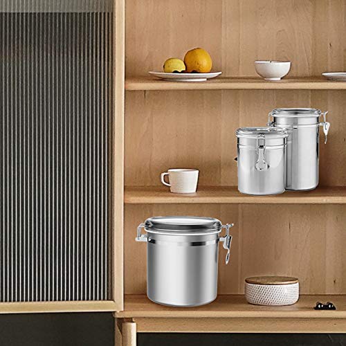 ENLOY 165oz Stainless Steel Airtight Canister for Kitchen, Large Flour Coffee Bean Tea Cereal Sugar Cookie Metal Food Storage Canisters with Clear Lid and Sturdy Locking Clamp