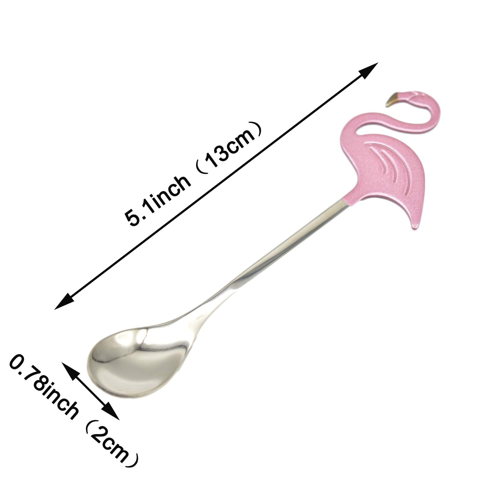 Maydahui 6PCS Flamingo Spoons Cute Animal Spoon 5.1 inch 18/10(304)Stainless Steel Coffee Iced Tea Espresso Dessert Stirring Spoon Kitchen Accessory Tableware