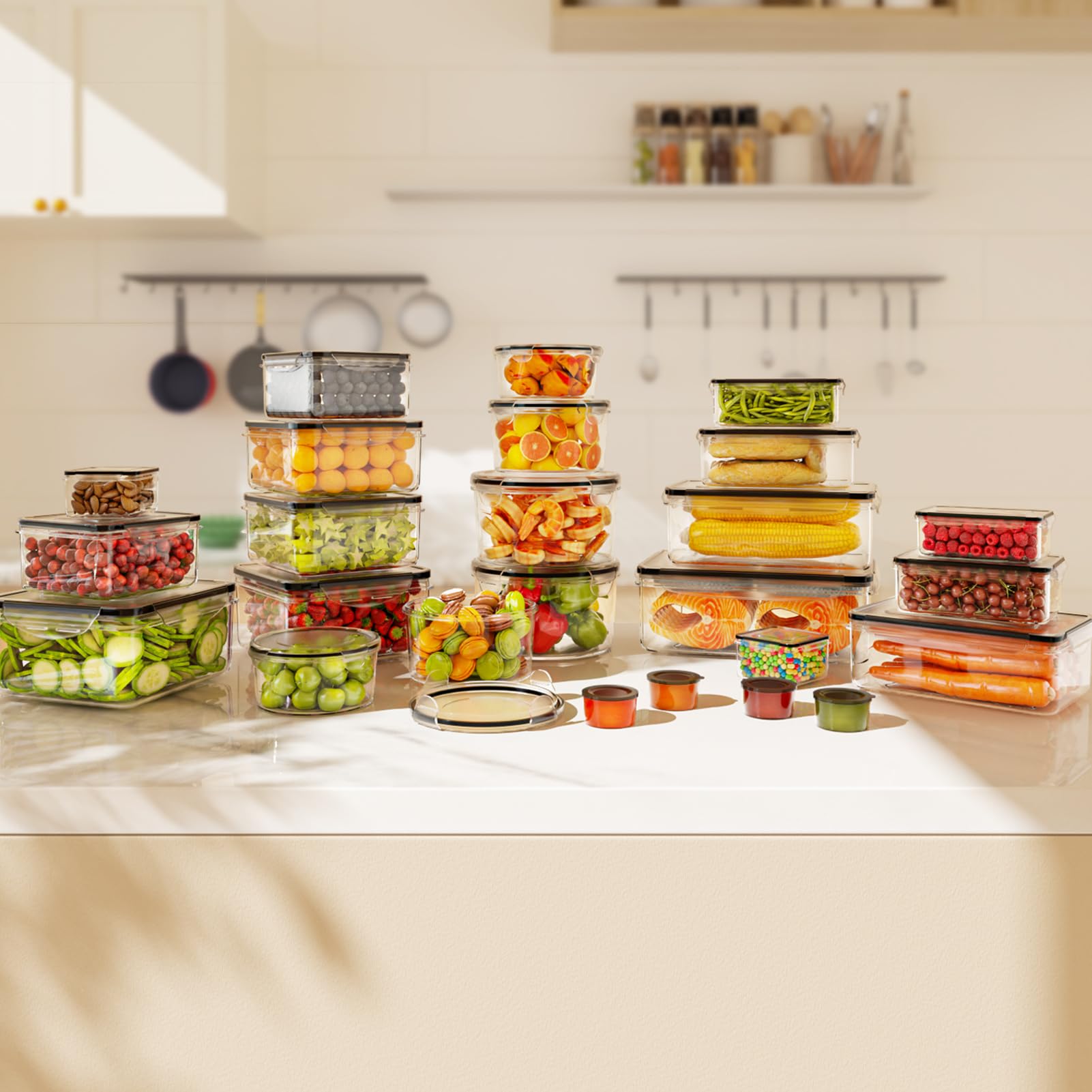 Fyrnova 50 PCS Food Storage Containers with Lids (25 Containers & 25 Lids), 100% Leakproof Plastic Meal-Prep Containers Reusable, Microwave and Dishwasher Safe, Includes Labels & Pen