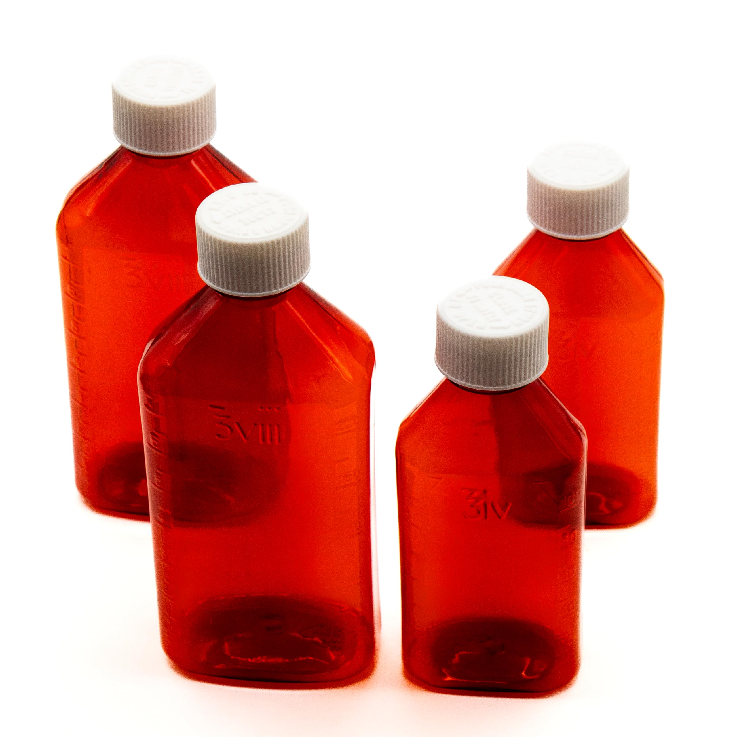 Pharmacy Oval Bottle Amber 4 oz with CR Caps Included (QTY. 100) - Prescription Pharmacy Bottle, Pharmacy Container, Prescription Plastic Container by Sponix