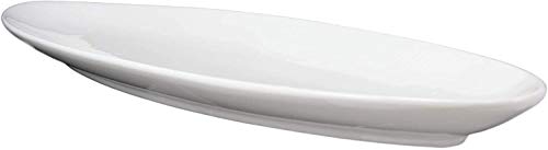 Ebros Kitchen Dining Modern Contemporary Sleek Design Natural White Porcelain Oval Plates Serving Platters Restaurant Supply Dishwasher And Microwave Safe Serveware (2, 16"Long)