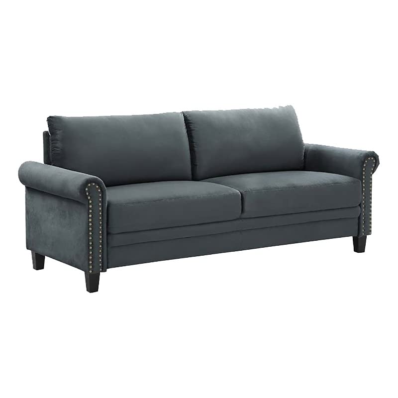 Bowery Hill Contemporary Living Room Microfiber Upholstery Sofa in Gray