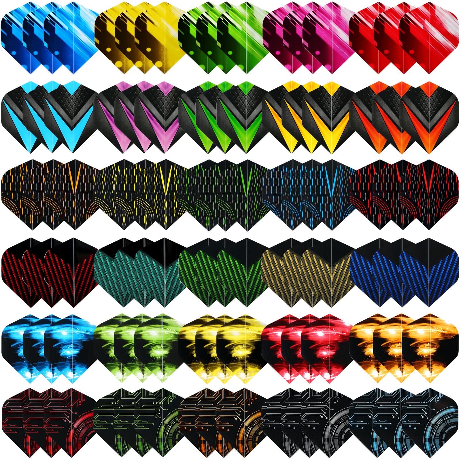 centaur 90Pcs Dart Flights with Flight Protectors, 30 Sets Durable Standard PET Dart Flights for Soft Tip Steel Tip Darts